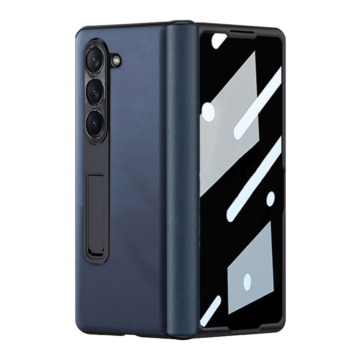 Samsung Galaxy Z Fold 5 Fodral med Transparent Skyddsfilm - Blå